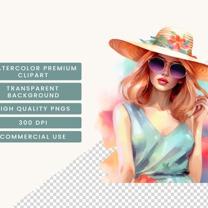 28 Watercolor Summer Fashion Girl Clipart Bundle, Digital Download ...