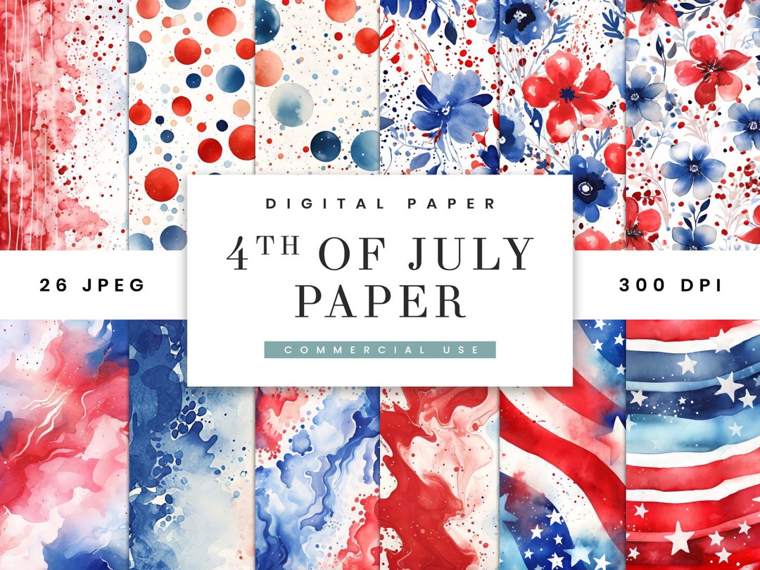 26 Watercolor Fourth of July Digital Paper Designs (digital Download ...
