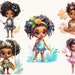 29 Watercolor Cute Little Black Girl Clipart Bundle , Watercolor ...