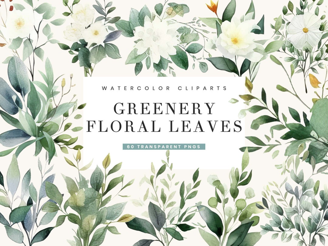 Watercolor Greenery Clipart: Floral Leaves Bundle (digital Download) - Etsy