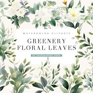 Watercolor Greenery Clipart: Floral Leaves Bundle (digital Download) - Etsy