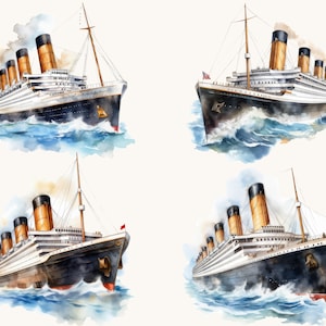 Watercolor Titanic Clipart Bundle: Ocean Liner Designs (digital ...