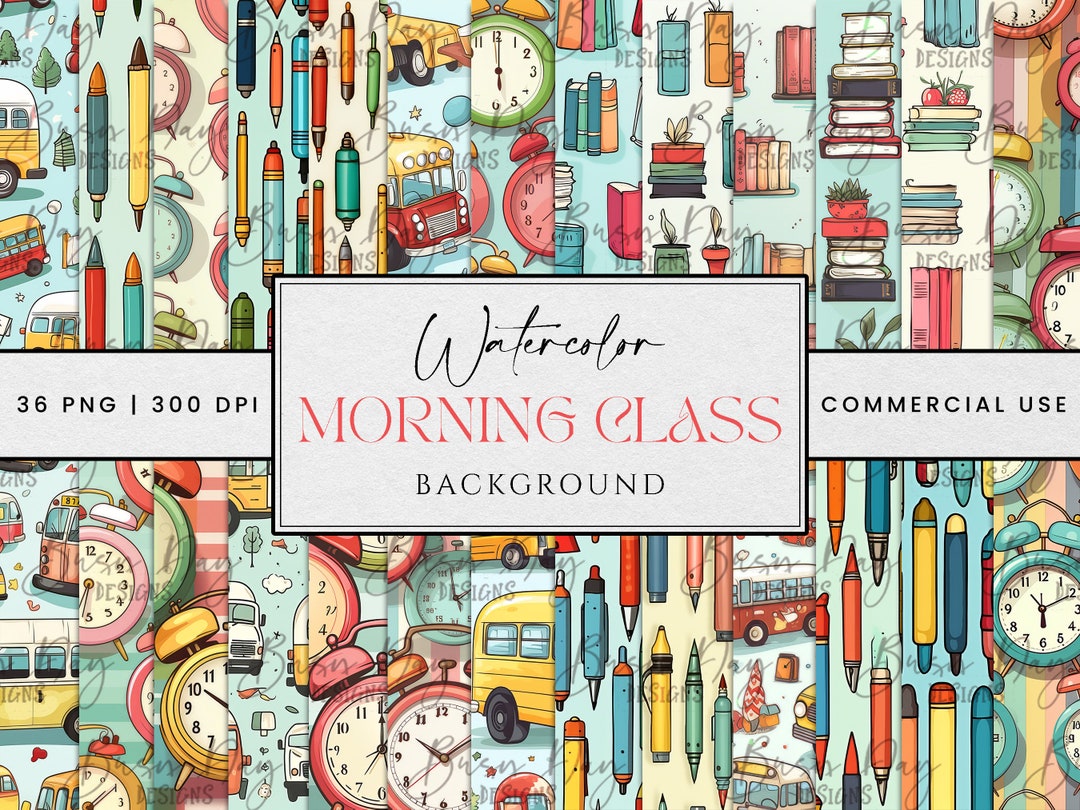 36 Watercolor Morning Class Background, Printable Background ...