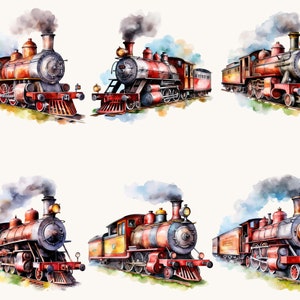 17 Watercolor Steam Train Clipart Bundle Digital Download, Sublimation ...