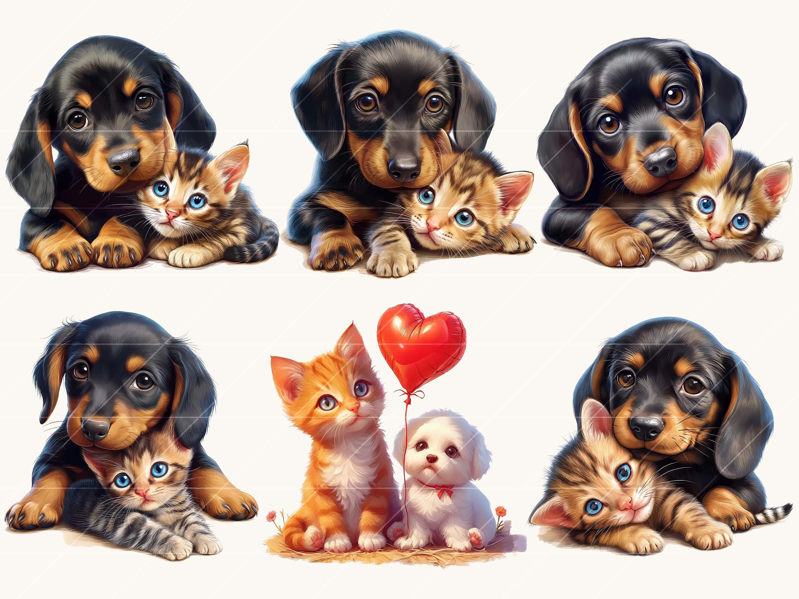 20 Watercolor Cute Cat Dog Clipart Bundle Sublimation Designs Digital ...