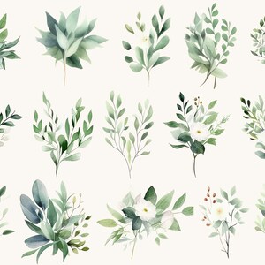 Watercolor Greenery Clipart: Floral Leaves Bundle (digital Download) - Etsy
