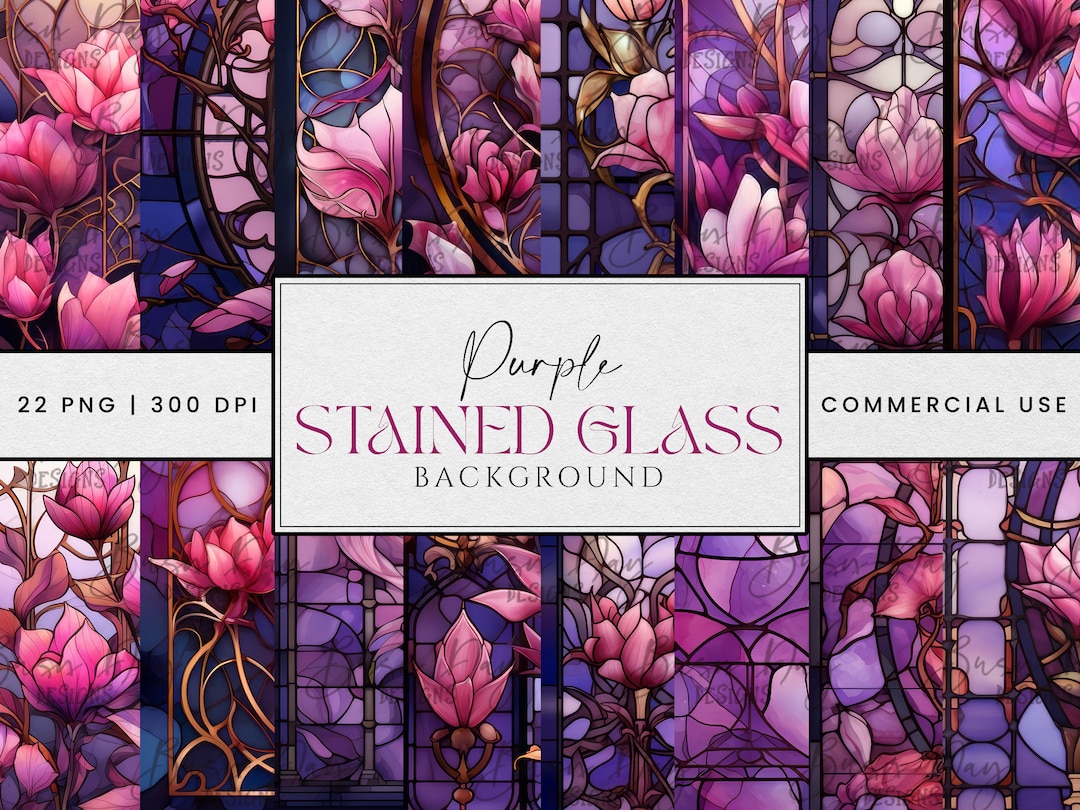 Purple Stained Glass Backgrounds: 22 PNG Designs (digital Download) - Etsy