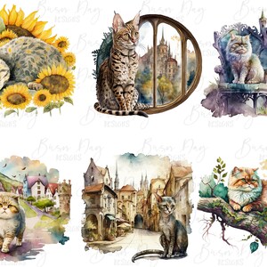 Fairy Watercolor Cats Clipart Bundle: Commercial Use (digital Download ...