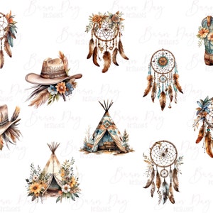 35 Watercolor Western Boho Clipart Bundle , Clipart Bundle, Commercial ...