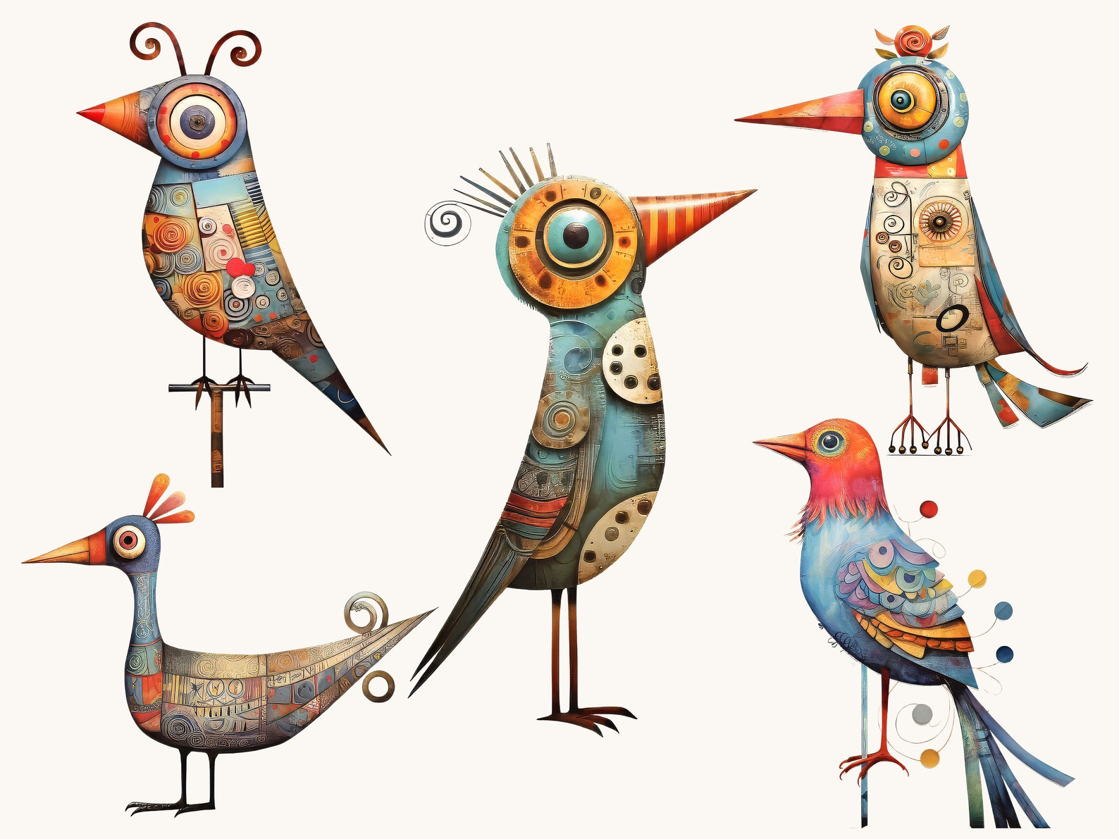 Whimsical Bird Clipart Bundle: Quirky PNG Designs (digital Download) - Etsy