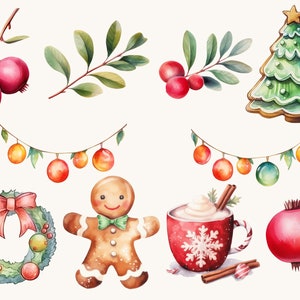 Watercolor Christmas Clipart Bundle: 62 PNG Elements (digital Download ...