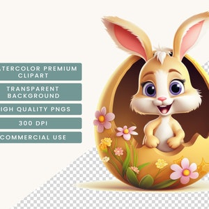 20 Watercolor Easter Bunny Clipart Bundle Sublimation Designs Digital ...