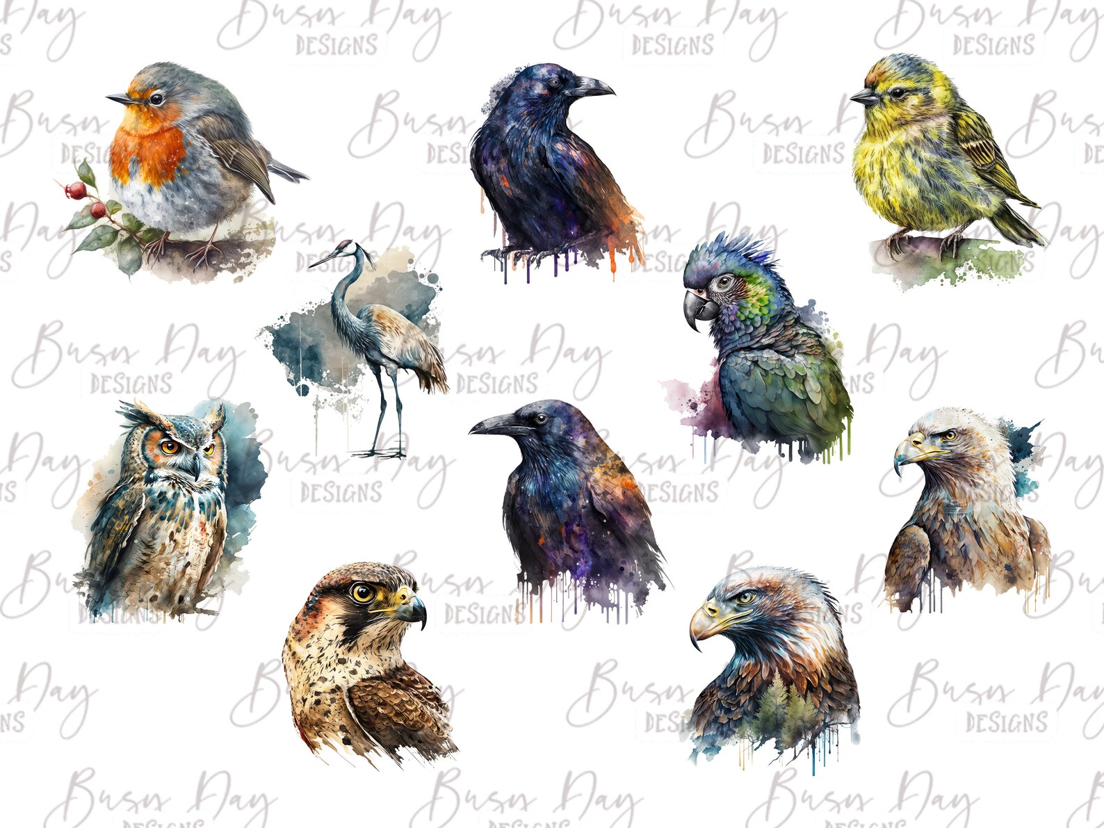 Watercolor Birds Clipart Bundle: 20 PNG Graphics (digital Download) - Etsy