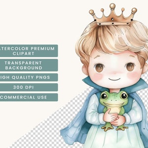 27 Watercolor Little Princes Clipart Bundle Sublimation Designs Digital ...