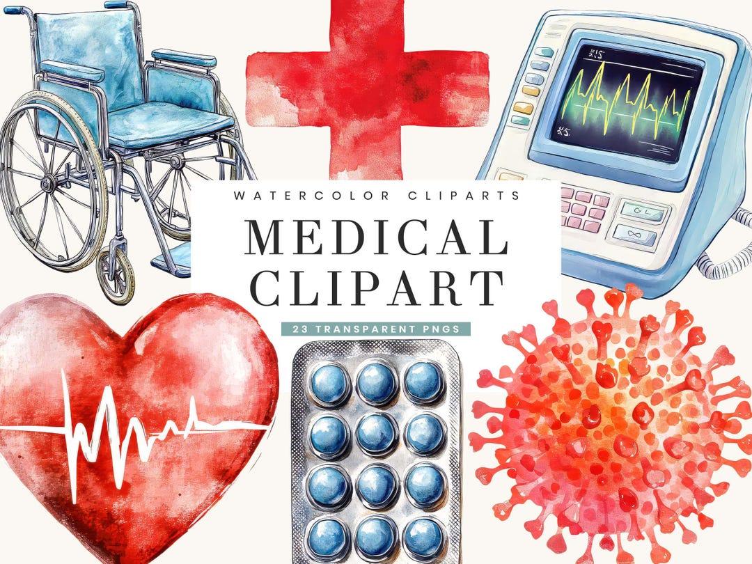 Watercolor Medical Clipart Bundle: 23 PNG Designs (digital Download) - Etsy