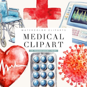 Watercolor Medical Clipart Bundle: 23 PNG Designs (digital Download) - Etsy
