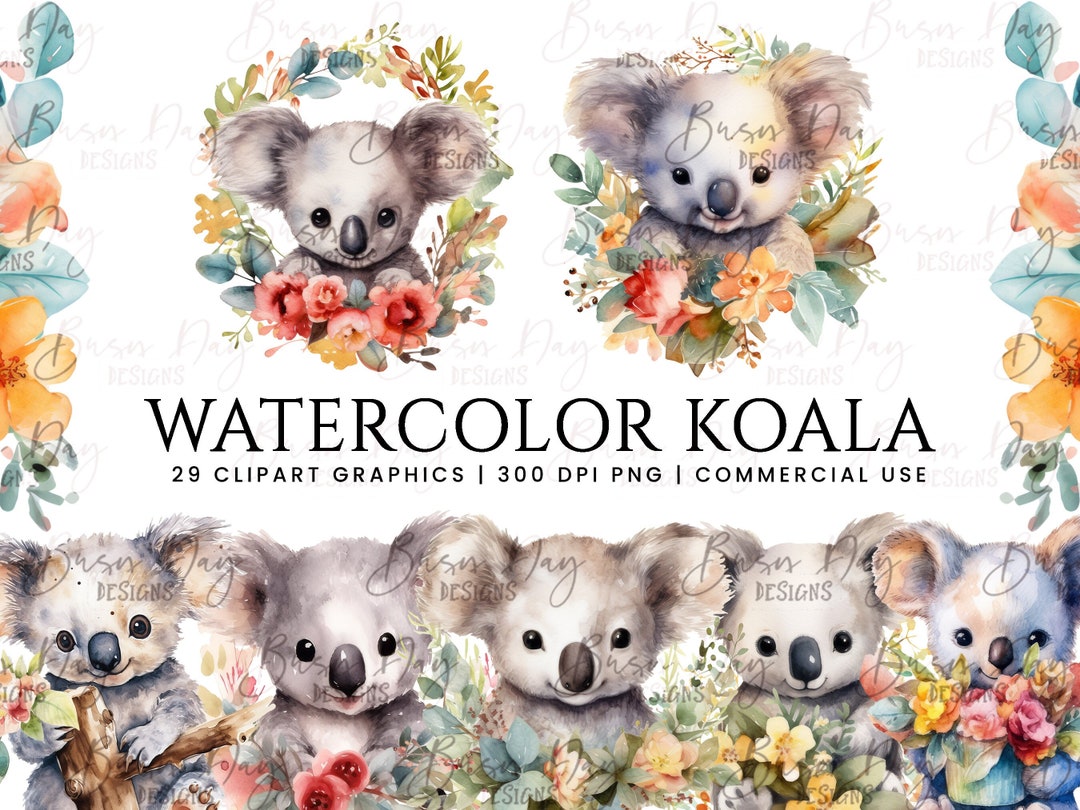 Watercolor Koala Clipart Bundle Watercolor Clipart Digital - Etsy Australia