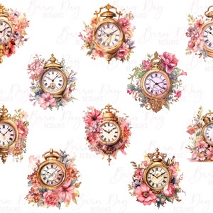 Watercolor Ornate Clocks Clipart Bundle Digital Download Commercial Use ...