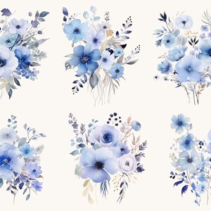 18 Watercolor Blue Flowers Clipart Bundle Digital Download Printable ...