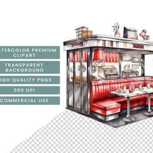 Watercolor Retro Diner Booth Clipart Bundle (digital Download) - Etsy