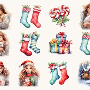 48 Watercolor Christmas Clipart Bundle Digital Download, Sublimation ...