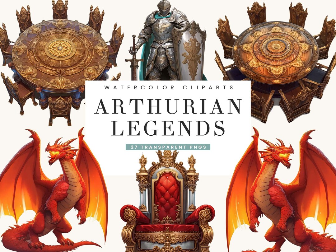27 Watercolor 70 Arthurian Legends Clipart Bundle Sublimation Designs ...