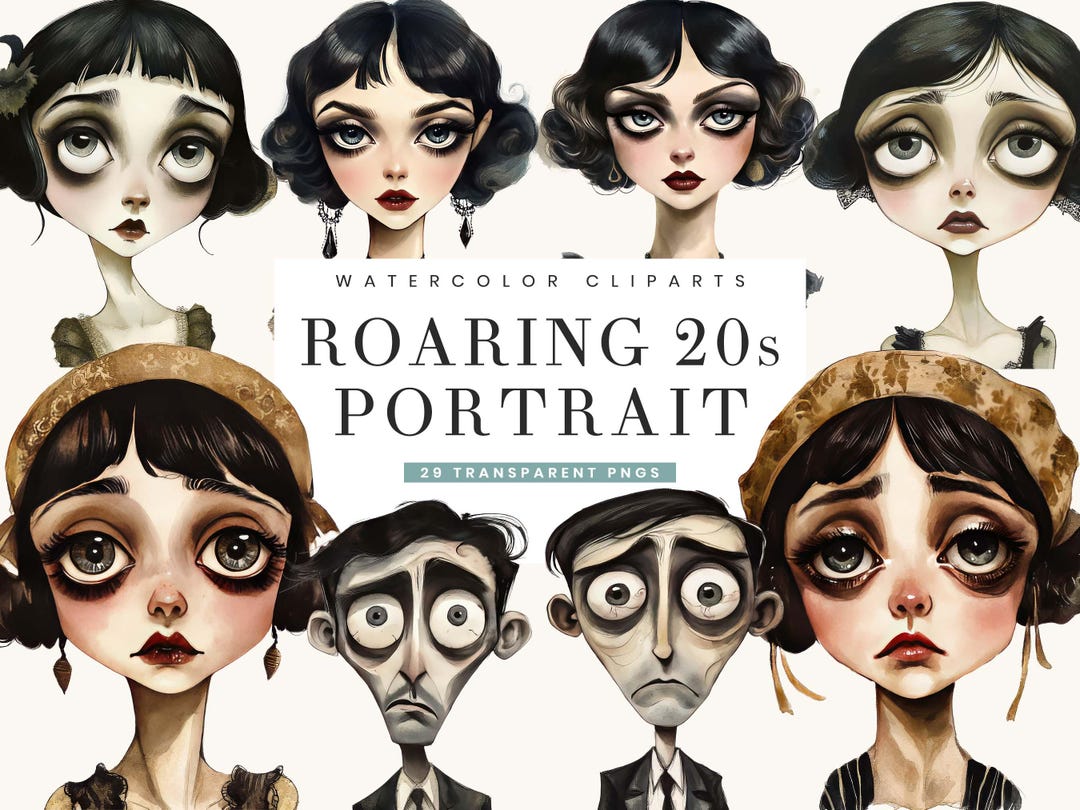 Watercolor Roaring 20s Portrait Clipart Bundle (digital Download) - Etsy