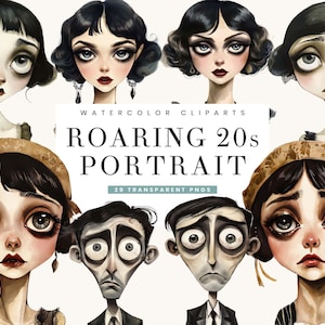 Watercolor Roaring 20s Portrait Clipart Bundle (digital Download) - Etsy