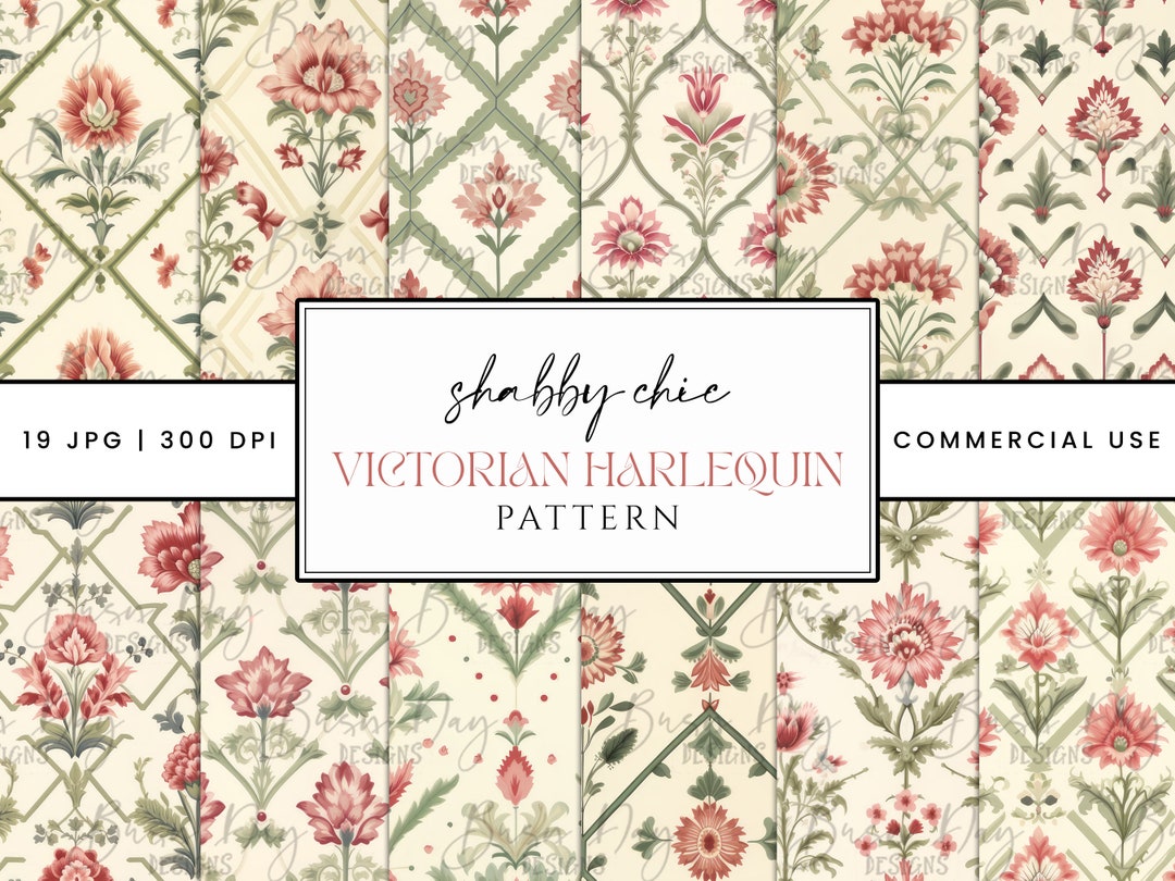 Shabby Chic Victorian Harlequin Pattern: 19 PNG Background Designs ...