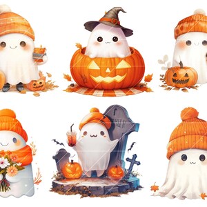 25 Watercolor Cute Cloth Ghost Clipart Bundle Sublimation Designs ...