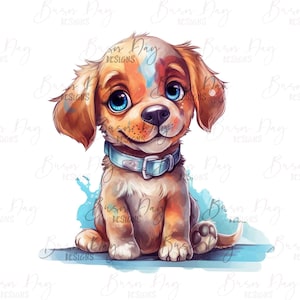 22 Watercolor Cute Puppy Clipart Bundle, Watercolor Clipart, Watercolor ...