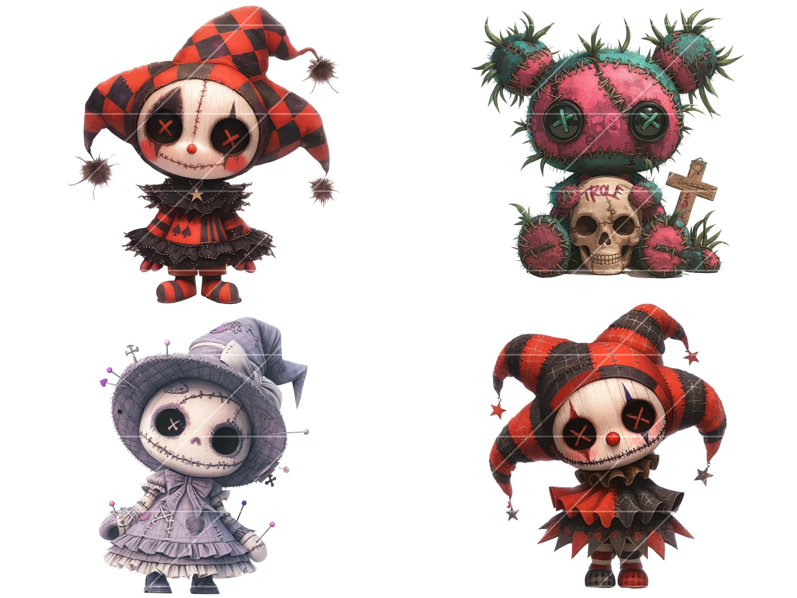26 Watercolor Cute Creepy Scary Voodoo Doll Sublimation Designs ...