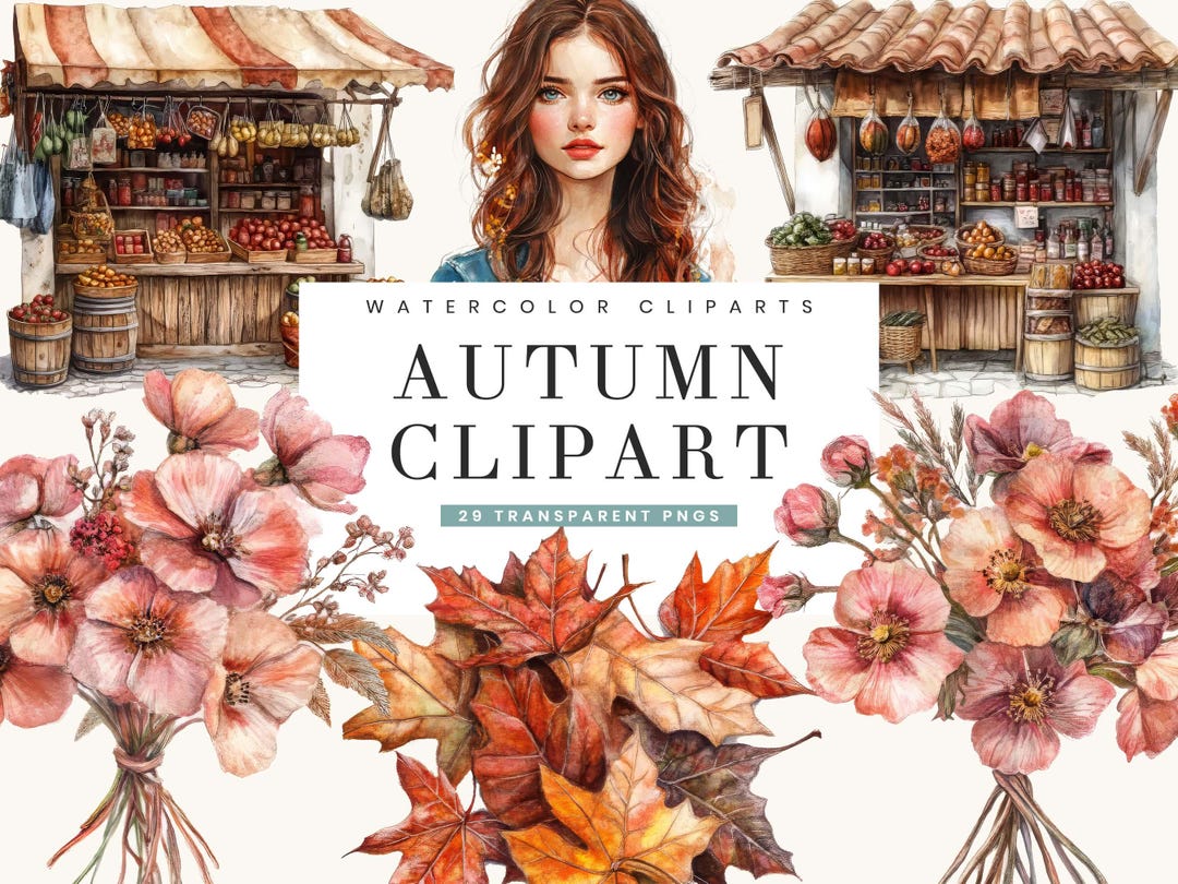 Watercolor Autumn Clipart Bundle: 29 PNG Designs (digital Download) - Etsy