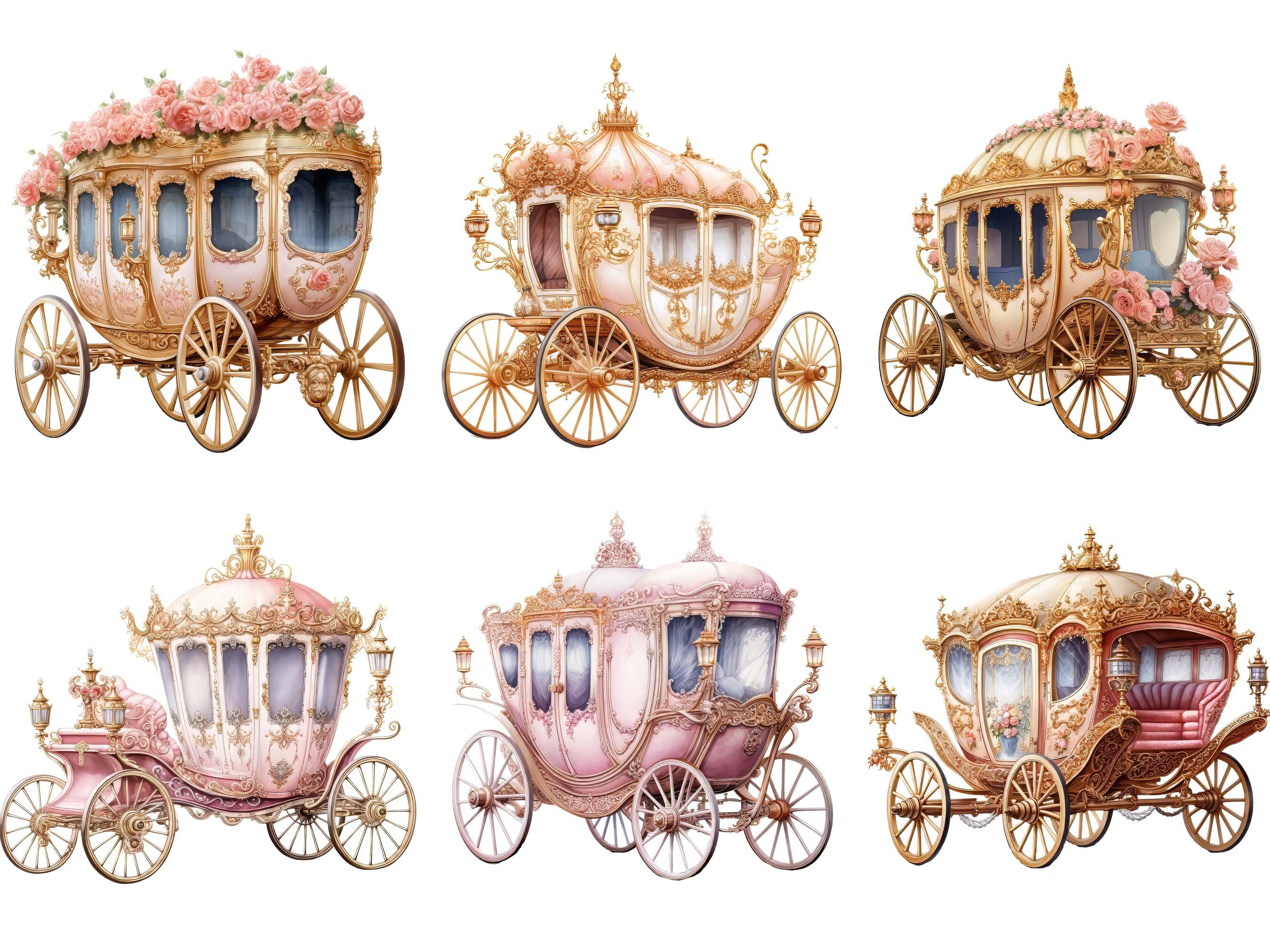 Watercolor Princess Carriage Clipart Bundle: 29 PNG Designs (digital ...