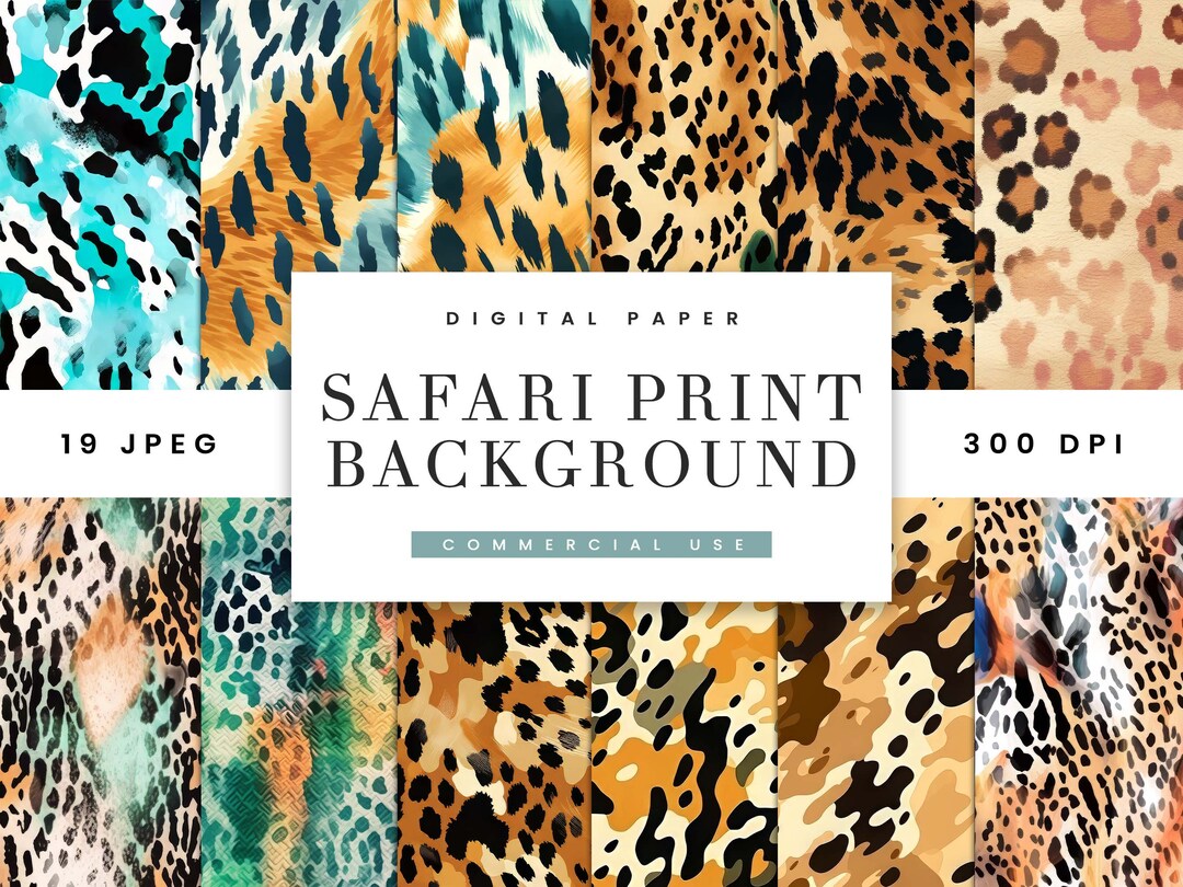Safari Animal Print Seamless Patterns: Digital Paper Backgrounds ...