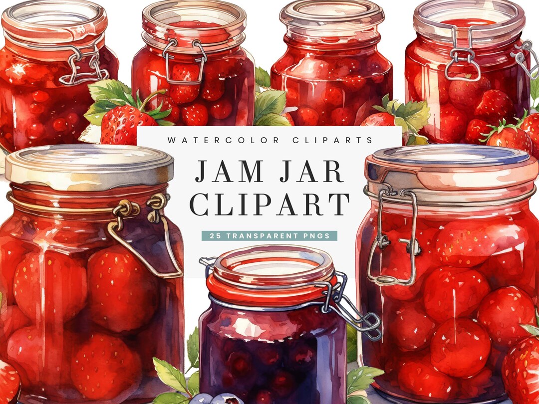 25 Watercolor Jam Jar Clipart Bundle Sublimation Designs Digital ...