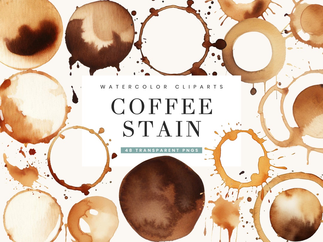 48 Watercolor Coffee Stain Clipart Bundle Digital Download Sublimation ...