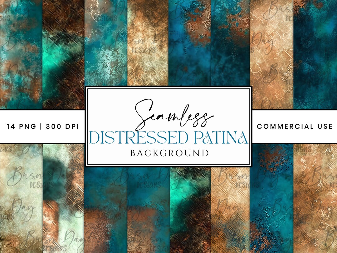 Distressed Patina Backgrounds: 14 Seamless Textures (digital Download ...