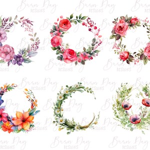 Watercolor Floral Wreaths Clipart Bundle (digital Download) - Etsy
