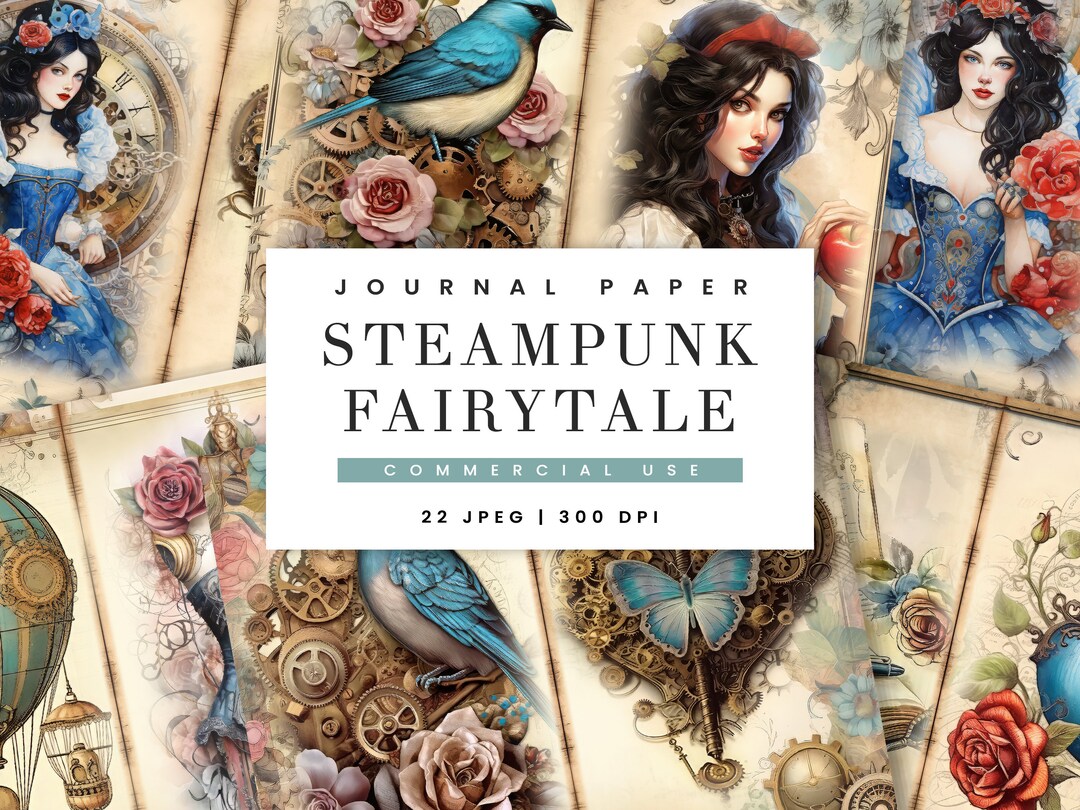 Steampunk Fairy Tale Digital Paper Pack: Junk Journal Designs (digital ...