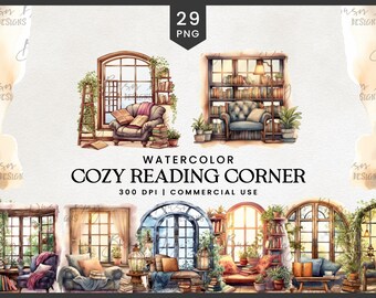 23 Cozy Holiday Reading Clipart High Quality PNG 300 Dpi - Etsy