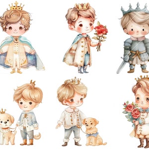 27 Watercolor Little Princes Clipart Bundle Sublimation Designs Digital ...