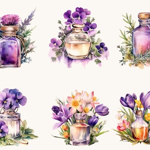 27 Watercolor Perfume Bottles Clipart Bundle, Commercial Use, Digital ...