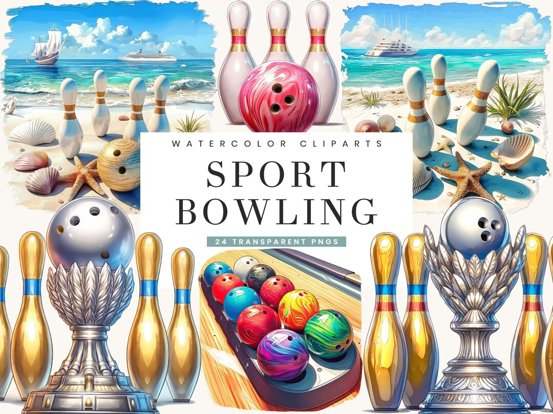 Watercolor Bowling Clipart Bundle: 24 Sublimation Designs (digital ...