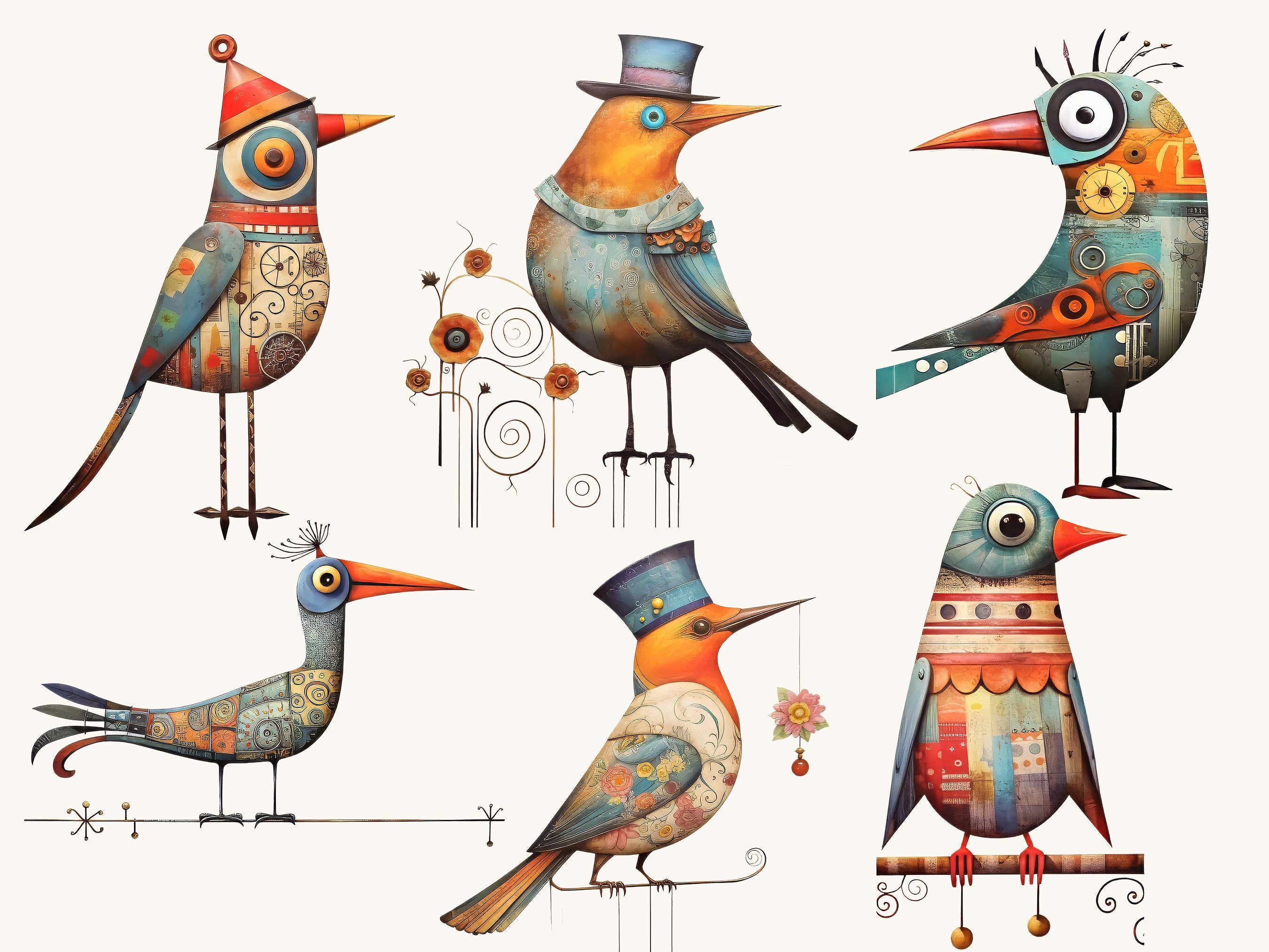Whimsical Bird Clipart Bundle: Quirky PNG Designs (digital Download) - Etsy