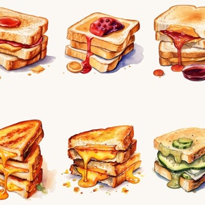 30 Watercolor Sandwiches Clipart Bundle, Commercial Use, Digital ...