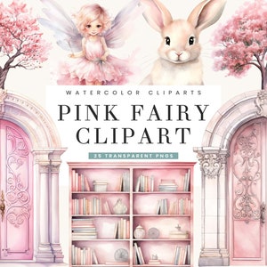 25 Watercolor Pink Fairy Clipart Bundle Png Designs Digital Download ...