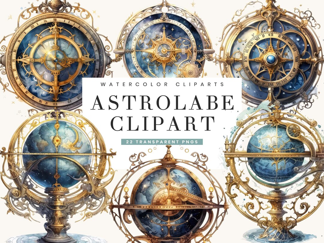 22 Watercolor Astrolabe Clipart Bundle Sublimation Designs Digital ...