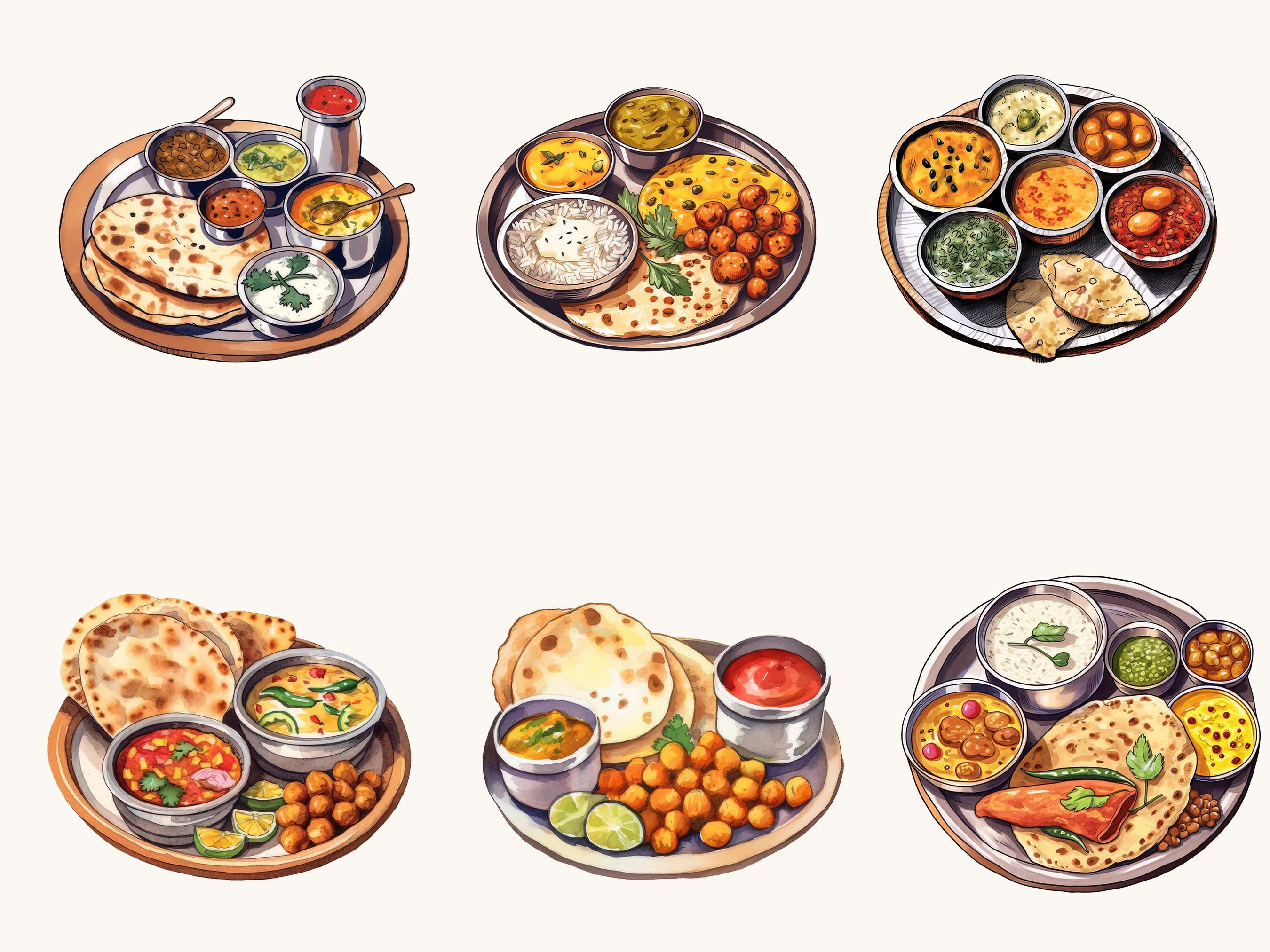 Watercolor Indian Thali Clipart Bundle (digital Download) - Etsy