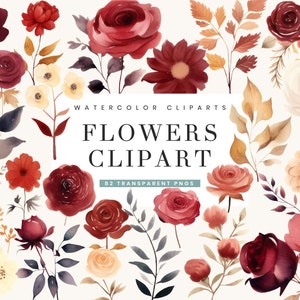 82 Watercolor Flowers Clipart Bundle Sublimation Designs, Instant ...